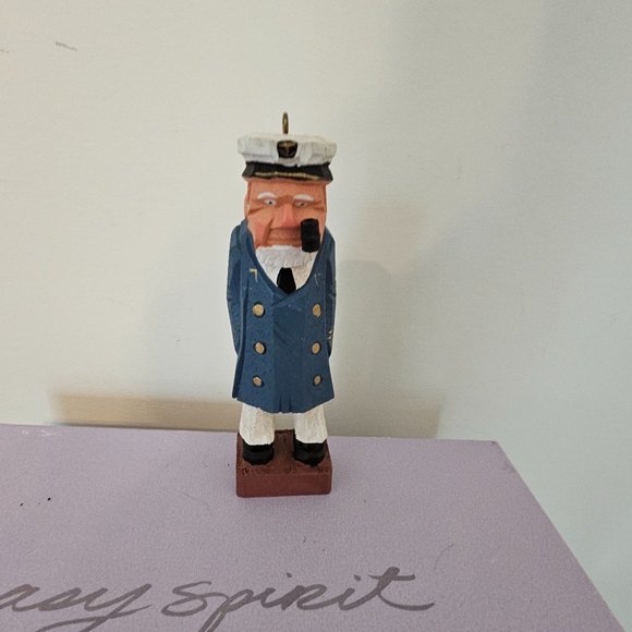 Accents | Mini Miniature Carved Wood Nautical Captain Sailor Figurine ...
